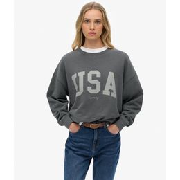 Superdry Damen Athletic Essentials Relaxed Crew Sweatshirt Dark Grey - Gr&ouml;&szlig;e: 44 210262350076600Q025