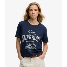 Superdry Damen Heritage Hamptons T-shirt Navy - Gr&ouml;&szlig;e: 42 2102421502389ZRN020