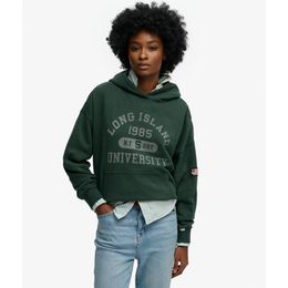 Superdry Damen Baumwolle Logo Druck Athletic Essentials Hoodie In Lockerer Passform, Dunkelgr&uuml;n - Gr&ouml;&szlig;e: 42 210262250188827E020
