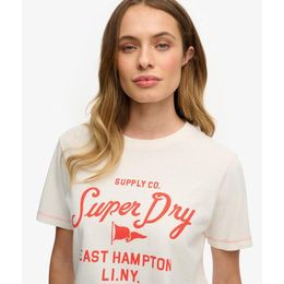 Superdry Damen Heritage Hamptons T-shirt Cream - Gr&ouml;&szlig;e: 44 210242150238922C025