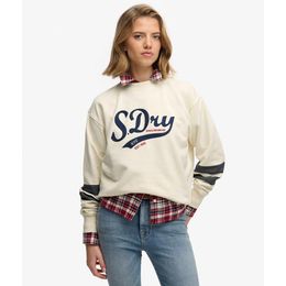 Superdry Damen Varsity Script Sweatshirt mit Lockerer Passform Cream - Gr&ouml;&szlig;e: 38 210262350080322C017