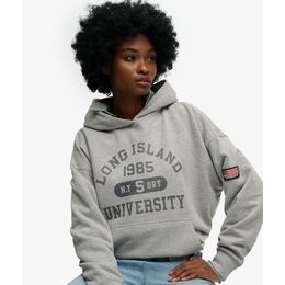 Superdry Damen Baumwolle Logo Druck Athletic Essentials Hoodie In Lockerer Passform, Grau - Gr&ouml;&szlig;e: 34 210262250184507Q028
