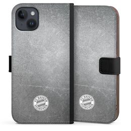 DeinDesign iPhone 14 Plus Handy Klapph&uuml;lle Handyh&uuml;lle aus Kunst Leder schwarz Flip Case Concrete Fcb Fc Bayern M&uuml;nchen Sideflip mit langer Lasche