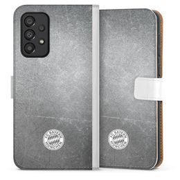 DeinDesign Galaxy A33 5G Handy Klapph&uuml;lle Handyh&uuml;lle aus Kunst Leder wei&szlig; Flip Case Concrete Fcb Fc Bayern M&uuml;nchen Sideflip mit Lasche