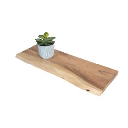 Wandregal Akazienholz natur massiv 60x20 cm Holzregal Steckboard Baumkante AMANDA