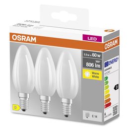 Osram CLASSIC B 3er Set LED E14 5,5 Watt 2700 Kelvin 806 Lumen