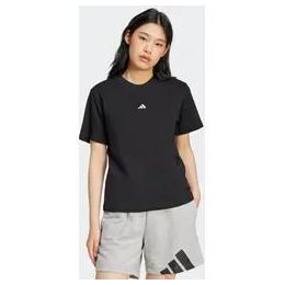 T-Shirt Adidas SPORTSWEAR "ESSENTIALS BAUMWOLL-, KLEINES LOGO", Damen, Gr. M, schwarz-wei&szlig; (schwarz, wei&szlig;), Obermaterial: 100% Baumwolle, normal, Rundhals, Shirts T-Shirt, Basic Design, Rundhalsausschnitt, mit kleinem 3-Streifen Logo