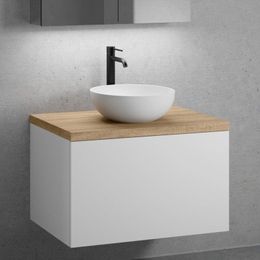 neoro n50 Unterschrank B: 80 cm mit 1 Auszug, Waschtisch &Oslash; 45 cm wei&szlig; matt,, BN0106WM+BN0432WM+BN0402W1,