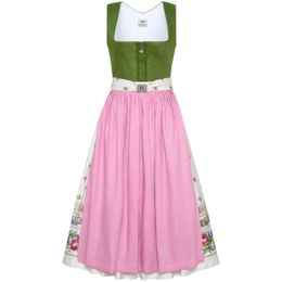 BERWIN Langes Dirndl mit Blumenrock Gr&uuml;n/Ecru/Ros&eacute; (Gr&ouml;&szlig;e: 34)