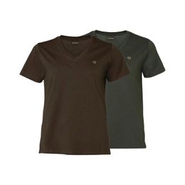 Chevalier Damen Doppelpack T-Shirts mit V-Ausschnitt Willow Green/Leather Brown (Gr&ouml;&szlig;e: 44)