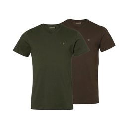 Chevalier Doppelpack T-Shirts mit V-Ausschnitt Willow Green/Leather Brown (Gr&ouml;&szlig;e: 3XL)