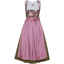 BERWIN Midi-Dirndl mit Blumenmuster Taupe/Oliv/Ros&eacute; (Gr&ouml;&szlig;e: 46)