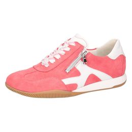 Waldl&auml;ufer Sneaker WALDL&Auml;UFER "H-PAMELA", Damen, Gr. 8 (42), rosa (lachs, wei&szlig;), Nappaleder, Veloursleder, kontrastfarbene Details, Schuhe Sneaker, Halbschuh, Freizeitschuh, Schn&uuml;rschuh, Komfortweite H (= sehr weit)