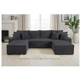 Wohnlandschaft Collection AB "Manhattan U-Form, B: 313 cm, in Breit- oder Normalcord", anthrazit, B:313cm H:41cm T:161cm, 100%Polyester, Sofas, Wohnlandschaft, Bettfunktion, Bettkasten & Zierkissen, Federkern, Topseller