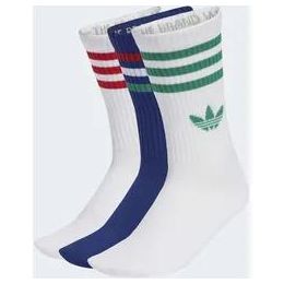 Sportsocken Adidas ORIGINALS "3-STREIFEN CREW 3ER-PACK", Herren, Gr. L (43/45), crew blau, wei&szlig;, wei&szlig;, Obermaterial: 49% Baumwolle, 48% Polyester, 2% Elasthan, 1% Polyamid, Socken Sportsocken, f&uuml;r Laufen, kn&ouml;chellang, mit 3-Streifen und Trefoil Logo