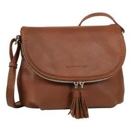 Umh&auml;ngetasche Tom Tailor "LARY", Damen, Gr. B/H/T: 29cm x 23cm x 7cm, braun (cognac), Lederimitat, Taschen Umh&auml;ngetasche, Crossbody Bag mit modischen Quasten am Zipper