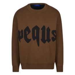 Rundhalspullover PEQUS "PEQUS PEQUS Mythic Knit Sweater", Herren, Gr. L, schwarz earth, 100% Baumwolle, mehrfarbig, oversize, Rundhals, Pullover Rundhalspullover