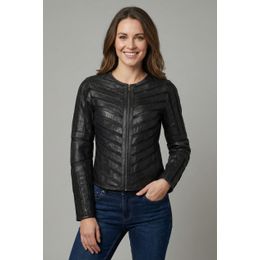 Lederjacke Mauritius "MWSuri", Damen, Gr. M, schwarz, Obermaterial: 100% Schafsleder. Futter: 92% Polyester, 8% Elasthan, unifarben, regular fit normal, Rundhals, Jacken, im Materialmix, Mesh-Eins&auml;tze