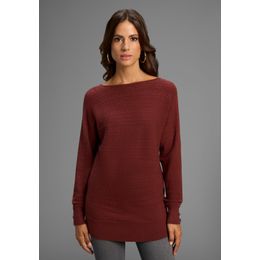 Fledermauspullover Laura Scott, Damen, Gr. 32/34, braun (rotbraun), Feinstrick, Obermaterial: 50% Viskose, 28% Polyester, 22% Polyamid, Zopfmuster, figurumspielend h&uuml;ftbedeckend, U-Boot-Ausschnitt, Fledermaus&auml;rmel Rippb&uuml;ndchen, Pullover, kuscheliger Winterstrick mit Zopfstrickmuster - NEUE KOLLEKTION