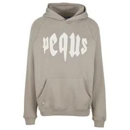 Kapuzenpullover PEQUS "PEQUS PEQUS Mythic Logo Hoodie", Herren, Gr. L, schwarz greige, 100% Baumwolle, mehrfarbig, oversize, ohne Ausschnitt, Pullover Kapuzenpullover
