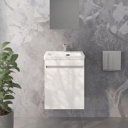 evineo ineo5 evo Unterschrank B: 48 cm, 1 T&uuml;r, mit Griffmulde, f&uuml;r Villeroy & Boch Subway 3.0 Handwaschbecken,, BE0728WH,