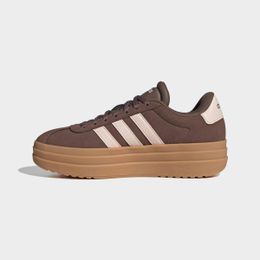 Plateausneaker adidas Sportswear "VL COURT BOLD", Damen, Gr. 42, braun (earth strata, wonder quartz, gum 3), Leder, Synthetik, Schuhe Plateausneaker, inspiriert vom Design des adidas gazelle bold, Topseller