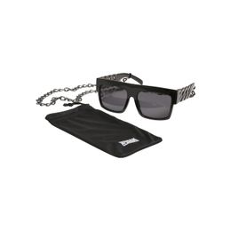 Sonnenbrille Urban Classics "Urban Classics Unisex Sunglasses Zakynthos with Chain", Damen, schwarz, silber, Sonnenbrillen Sonnenbrille