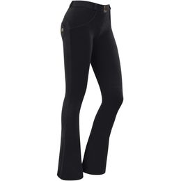 Leggings Freddy "WRUP MINI-FLARE REGULAR", Damen, Gr. M (38), N-Gr, schwarz, Web, Obermaterial: 81% Baumwolle, 19% Elasthan, figurbetont, Hosen Leggings, mit Lifting & Shaping Effekt