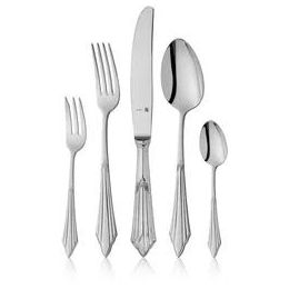 Besteck-Set WMF "F&auml;cher", grau (edelstahl), 66 Stk., Cromargan Edelstahl Rostfrei, Essbesteck-Sets, ergonomisch, Cromargan protect