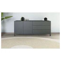 borchardt M&ouml;bel Sideboard BORCHARDT M&Ouml;BEL "Sophia, Grifflos mit schwarzen Metallf&uuml;&szlig;en", schwarz (schwarz matt), B:152cm H:62cm T:35cm, Spanplatte, Sideboards, Sideboard
