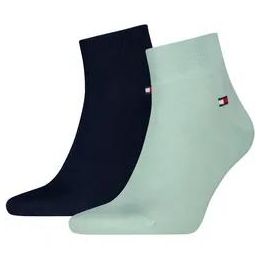 Kurzsocken Tommy Hilfiger "TH MEN QUARTER 2P", Herren, Gr. 43-46, fresh gr&uuml;n, Baumwollmischung, normal, Socken, weicher, elastischer Rippenbund, klassisches Tommy Hilfiger Logo