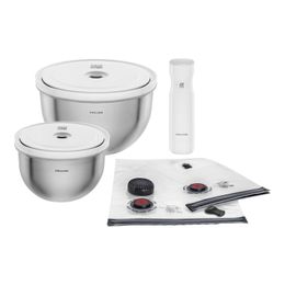 Zwilling Fresh & Save BOWLS Vakuum Starter Set, Edelstahl / M/L, 9-tlg, Silber-Wei&szlig;