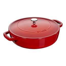 Staub Braisers Br&auml;ter mit Chistera Drop-Structure 28 cm, rund, Kirsch-Rot, Gusseisen