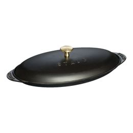 Staub Specialities Ofenform mit Deckel 31 cm, oval, Schwarz, Gusseisen