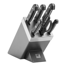 Zwilling Gourmet 7-tlg, Selbstsch&auml;rfender Messerblock, Grau