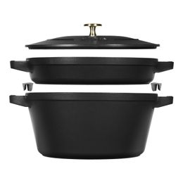 Staub Stackable Set Kochtopfset 2-tlg, rund, Schwarz, Gusseisen