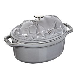 Staub La Cocotte Cocotte Schweinedeckel 17 cm, oval, Graphit-Grau, Gusseisen