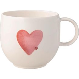 Villeroy & Boch Villeroy & Boch Kaffeebecher With Love, Wei&szlig;, Keramik, Herz, 290 ml, 12.5x9.5x8.5 cm, Kaffee & Tee, Tassen, Kaffeebecher