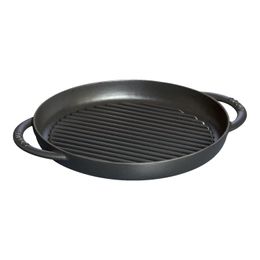 Staub Grill Pans Pure Grill 26 cm, rund, Schwarz, Gusseisen