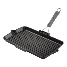 Staub Grill Pans Grillpfanne mit Ausgie&szlig;nase 34 x 21 cm, rechteckig, Schwarz, Gusseisen