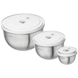 Zwilling Fresh & Save BOWLS Vakuumsch&uuml;ssel Set S/M/L / 6-tlg, Edelstahl, Silber-Wei&szlig;