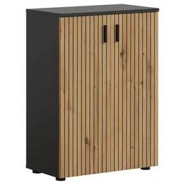 Stauraumschrank Welltime "MANI, H&ouml;he: 81 cm, Paneeloptik, 2 T&uuml;ren, 3 F&auml;cher", basalt nachbildung, artisan oak nachbildung, B:60cm H:81cm T:30cm, FSC-zertifizierter Holzwerkstoff, Schr&auml;nke, Stauraumschrank, Badezimmerschrank, Badschrank, Bad, Badezimmer