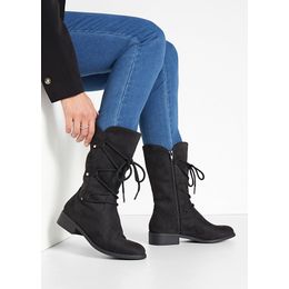 bonprix Schn&uuml;rstiefel, schwarz, Gr.43, Klassischer Stiefel mit leichtem Futter