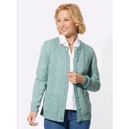 WITT Damen Strickjacke mit Ajourmuster, kalkmint, Gr&ouml;&szlig;e 40