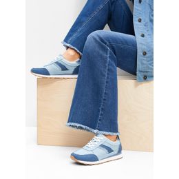 bonprix Sneaker mit Mesh-Einsatz, blau, Gr.39, L&auml;ssiger Sneaker im sportiven Look, aus Vegan