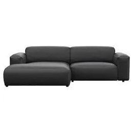Ecksofa FLEXLUX "Lucera Chaislongue rechts oder links, L-Form, bequem", schwarz (deep schwarz), B:257cm H:73cm T:171cm, 100% Echteder, Sofas, Ecksofa, modern & anschmiegsam, Kaltschaum, Stahl-Wellenunterfederung