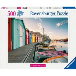 Puzzle Ravensburger "Bootsh&auml;user in Sm&ouml;gen, Schweden", bunt, Puzzles, KinderB:49cm H:36cm, Pappe, Made in Germany, B:49cm H:36cm