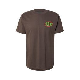 HUF T-Shirt 'Promo' Herren Gr&ouml;&szlig;e XL braun / apfel / rot / wei&szlig;