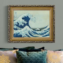 Gerahmtes Leinwandbild Katsushika Hokusai - Die grosse Welle von Kanagawa