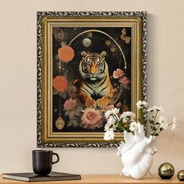Gerahmtes Leinwandbild Tiger Universum Collage